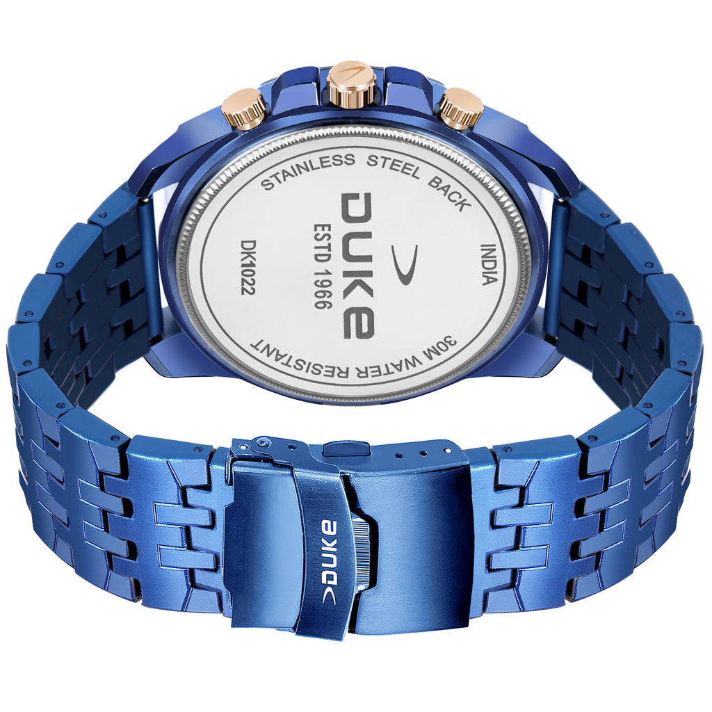 Duke Chronograph Men Watch with Stylish Stainless Steel Blue Dial (DK4
