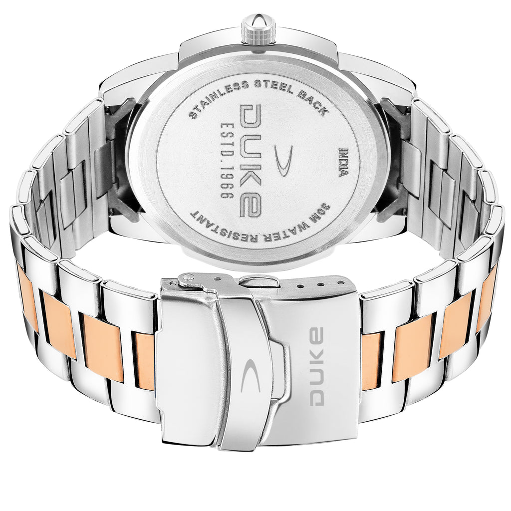 Duke Solid Stainless Steel Strap Chronograph Men Watch White Dial (DK0